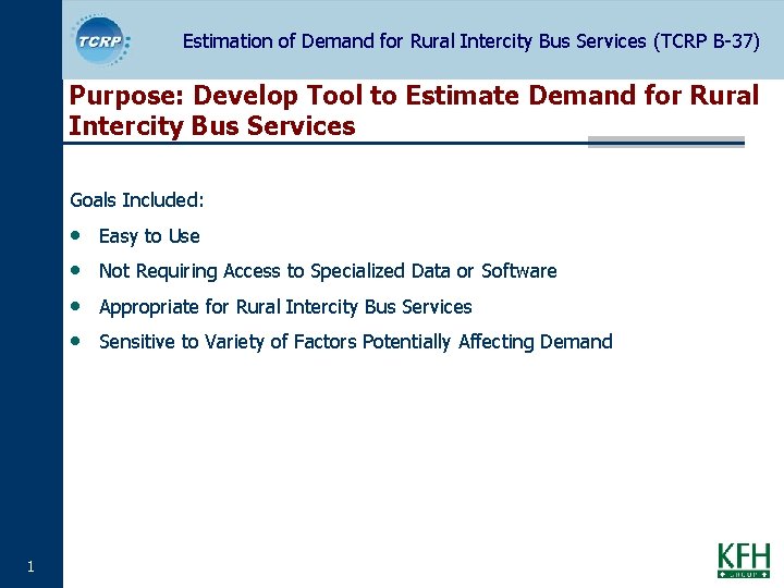 Estimation of Demand for Rural Intercity Bus Services