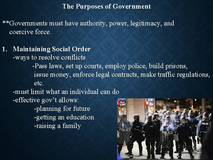 People and Government 2 Objectives TSW understand the
