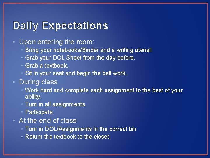 Mr Mitchells Classroom Expectations Bell Work Name Cards