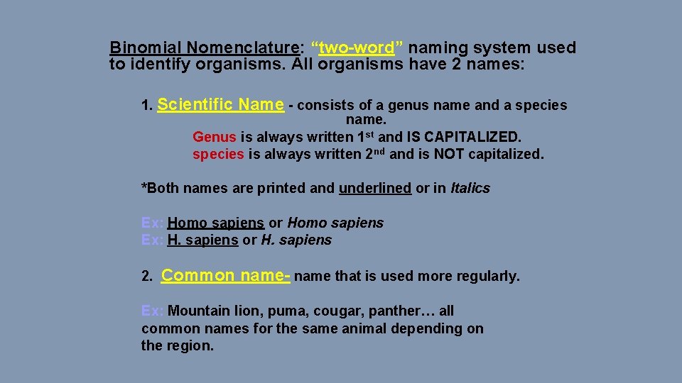 Characteristics of Living Things and Classification Taxonomy Cladograms