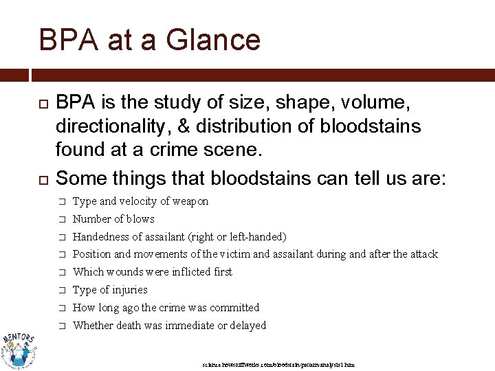 THE FORENSICS OF BLOOD Acknowledgement bloody 2 com