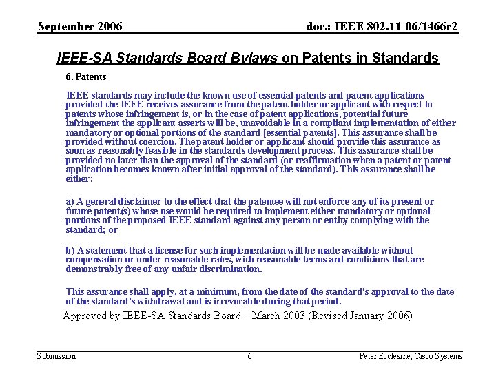 September 2006 doc IEEE 802 11 061466 r