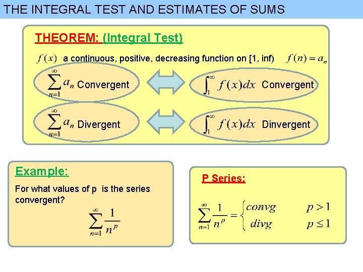 THE INTEGRAL TEST AND ESTIMATES OF SUMS Example