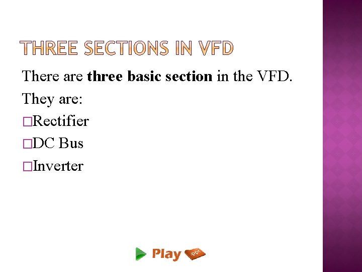 Main components Variable Frequency Drive VFD ThreePhase Induction