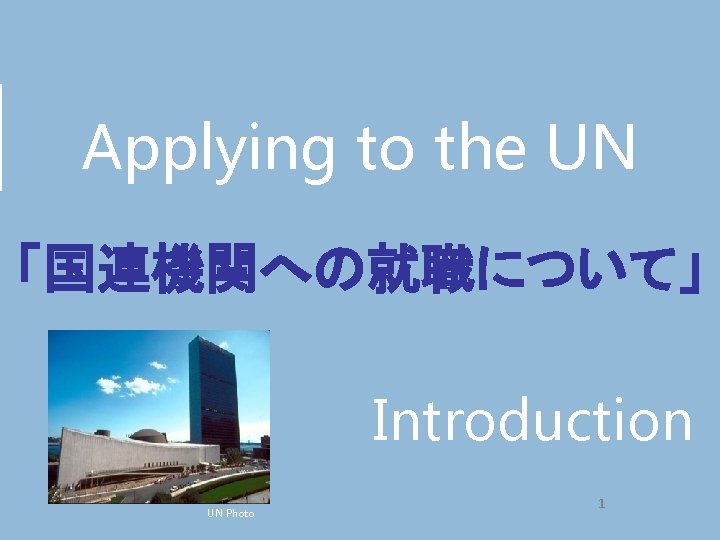 Applying to the UN Introduction UN Photo 1