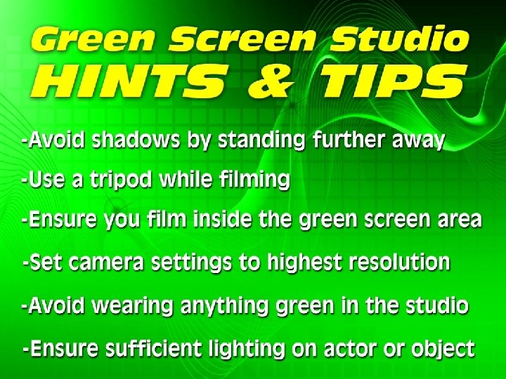TOPIC OVERVIEW Green Screen Equipment Definition Of Green