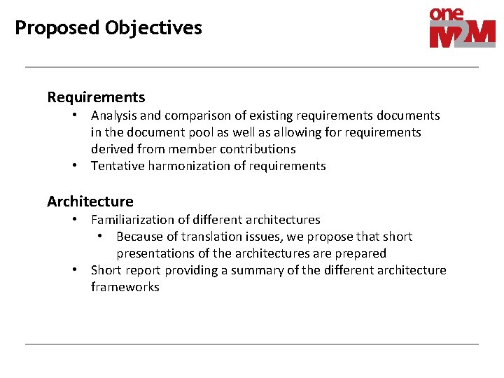 Proposed Coconvened WG 12 Objectives Schedule and Activities