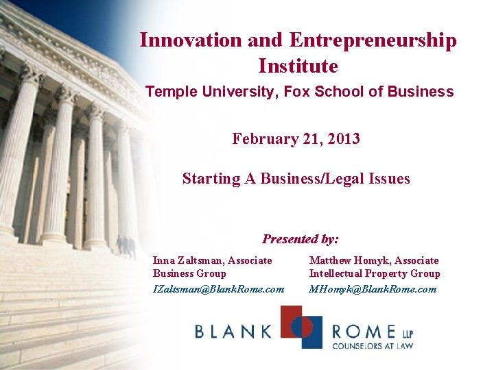 Innovation and Entrepreneurship Institute Temple University Fox School