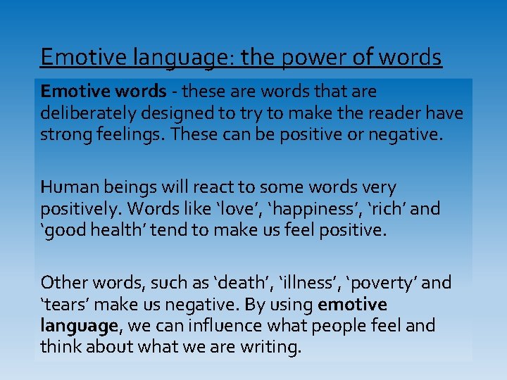 Emotive language the power of words Emotive words