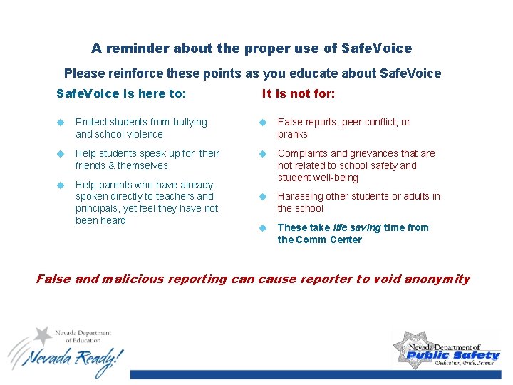 Introduction to Safe Voice Handle with Care Peggy