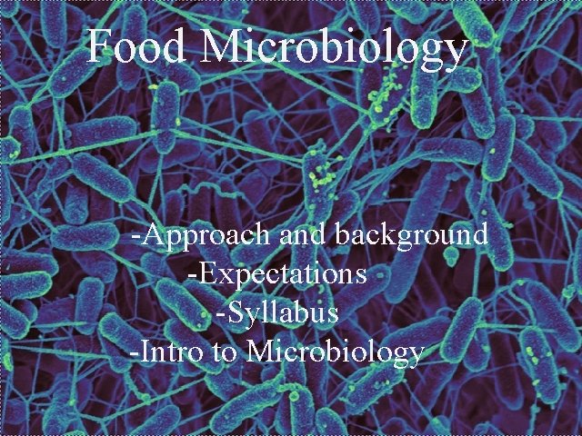Food Microbiology Approach and background Expectations Syllabus Intro