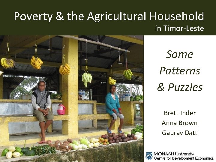 Poverty the Agricultural Household in TimorLeste Some Patterns