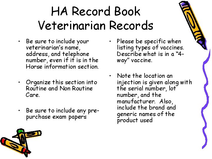 HA Record Book Meeting the Standard HA Records