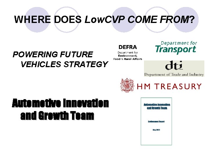 LOW CARBON VEHICLE PARTNERSHIP LAUNCH TEAM Professor Jim