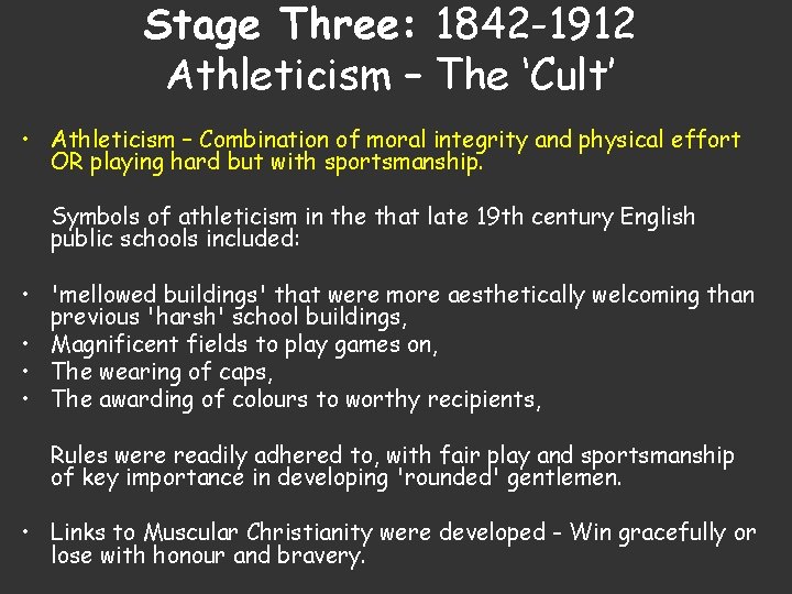 Nineteenth Century Public School Developments of Athleticism Stages