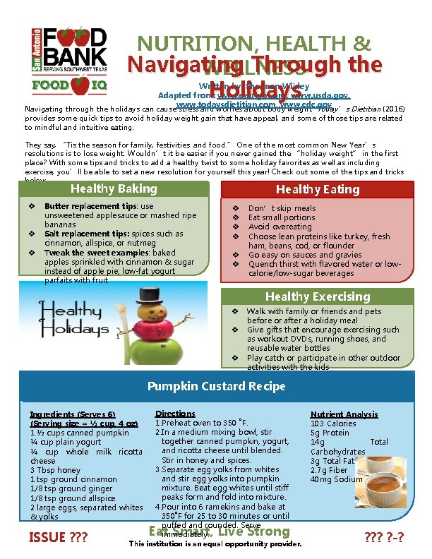 NUTRITION HEALTH Navigating Through the WELLNESS Holidays Written