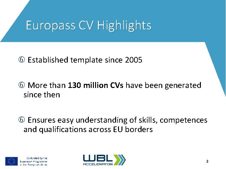 WBL ACCELERATOR TRAINING PROGRAMME Europass CV and CL