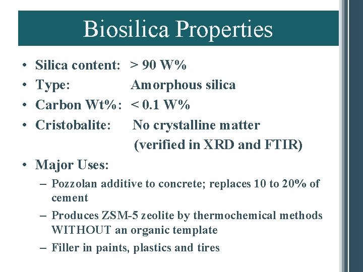 Biosilica from Biomass Construction Material and Energy Ch