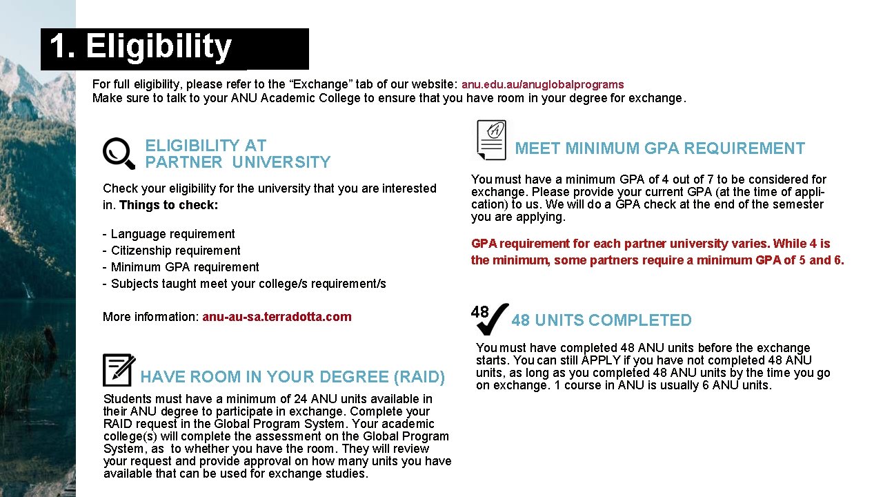ANU Global Programs EXCHANGE INFORMATION SESSION for students