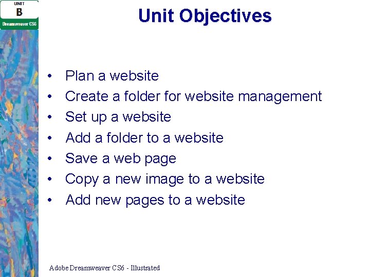 Creating a Website Unit Objectives Plan a website