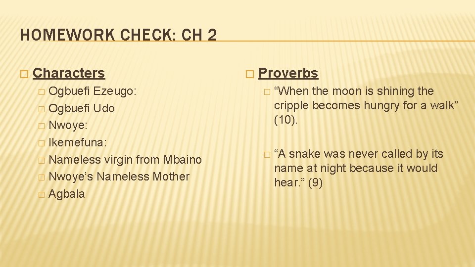 HOMEWORK CHECK CH 2 Characters Ogbuefi Ezeugo Ogbuefi