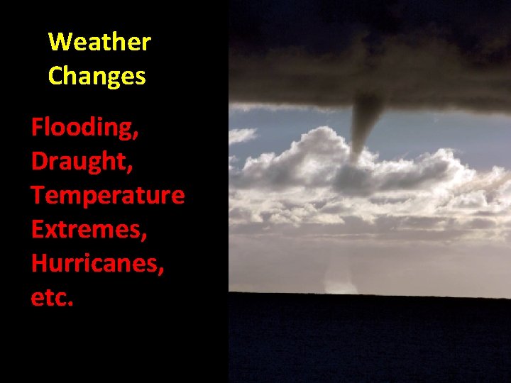 Weather Changes Flooding Draught Temperature Extremes Hurricanes etc