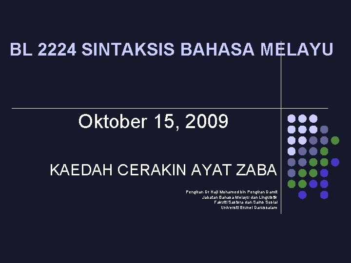 BL 2224 SINTAKSIS BAHASA MELAYU Oktober 15 2009