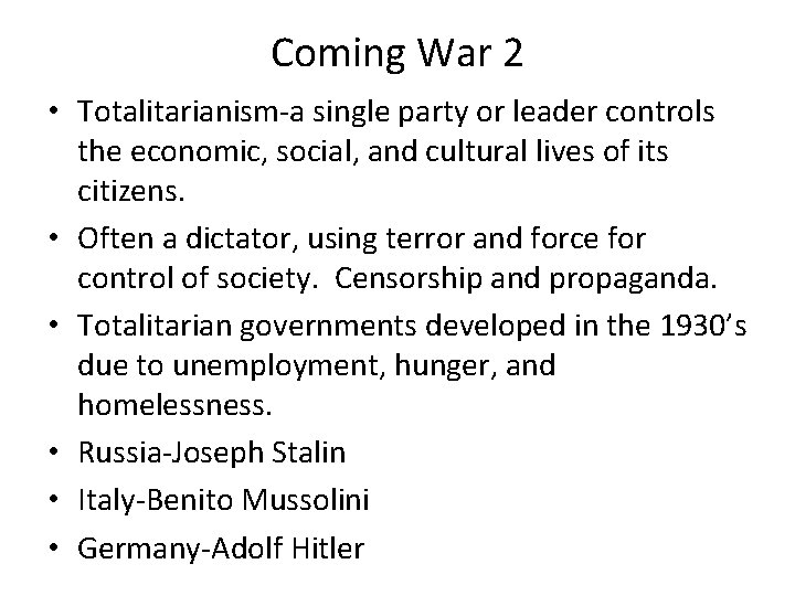 Coming War 1 WWI and the Great Depression