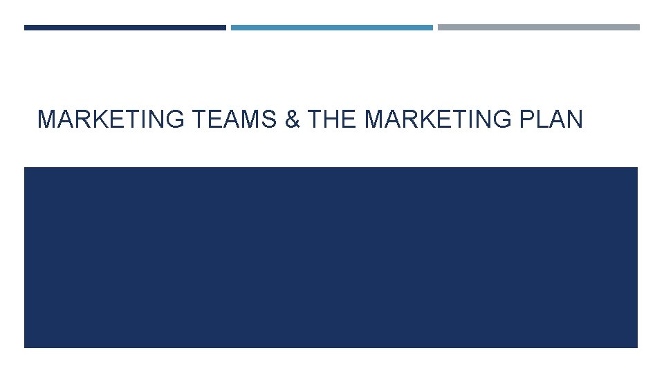 MARKETING TEAMS THE MARKETING PLAN SPORTS ENTERTAINMENT MARKETING