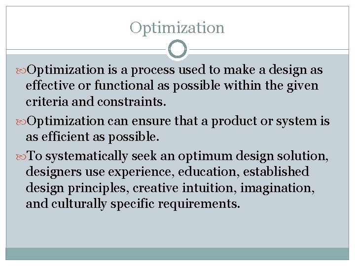 Requirements and Optimization UNIT 3 LESSON 2 Optimize
