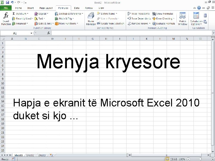 Menyja kryesore Hapja e ekranit t Microsoft Excel