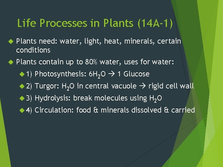 Life Processes in Plants 14 A1 Plants need
