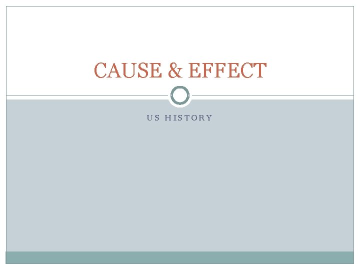 CAUSE EFFECT US HISTORY STRATEGY Always ask why