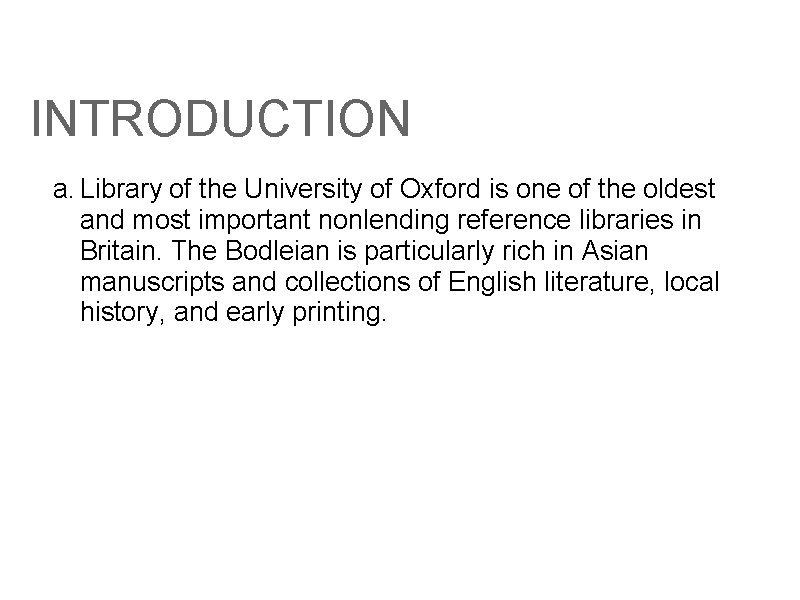 INTRODUCTION a Library of the University of Oxford