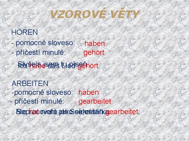 NMECK JAZYK PERFEKTUM SLAB SLOVESA Projekt POMOC PRO