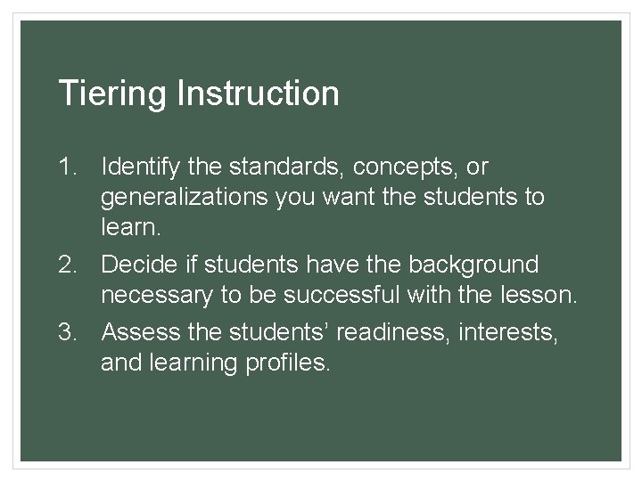 DIFFERENTIATED INSTRUCTION The Basic Steps Towards Differentiating ...