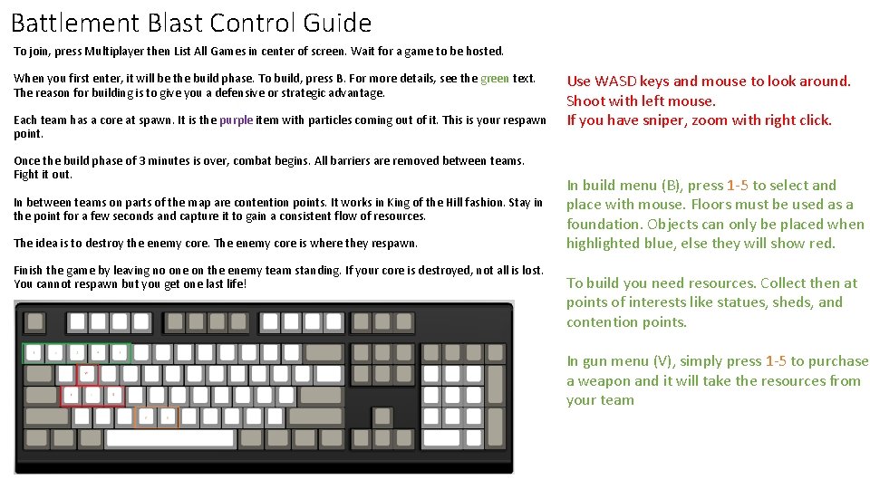Battlement Blast Control Guide To join press Multiplayer