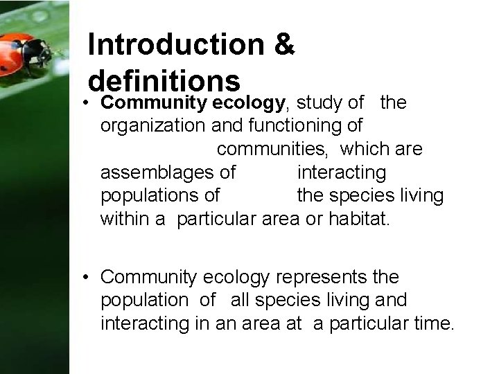 Community Ecology By Dr Zaryab Khalid Class BS