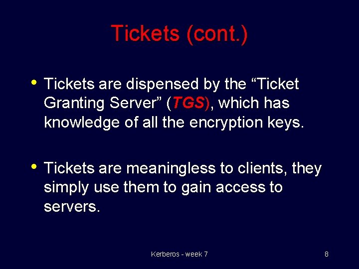 Kerberos Lect 7 NETW 4006 Part of project