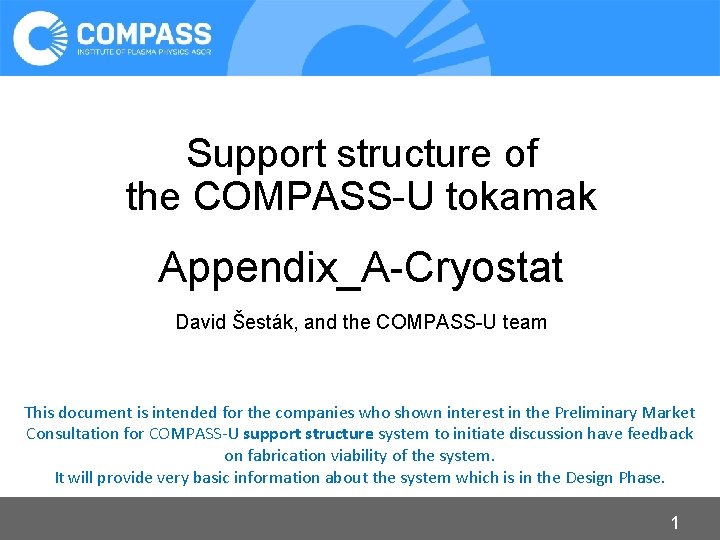 Support structure of the COMPASSU tokamak AppendixACryostat David
