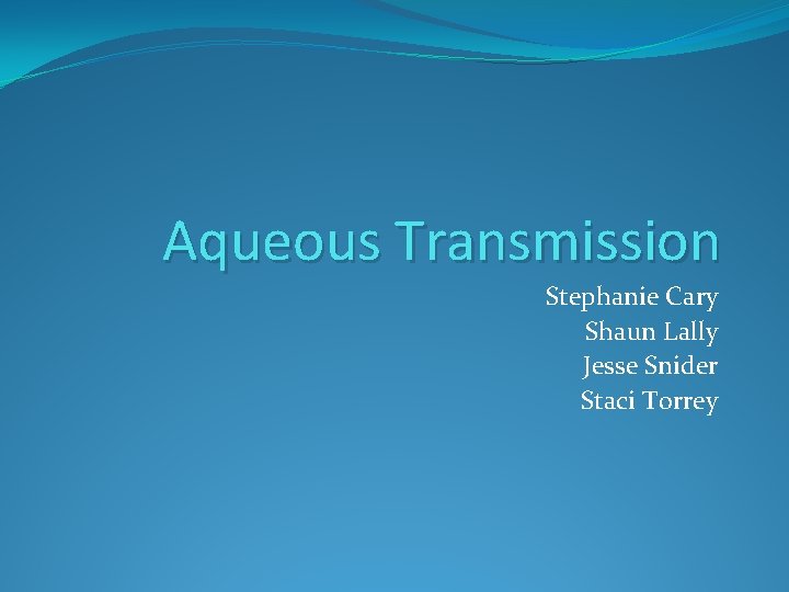 Aqueous Transmission Stephanie Cary Shaun Lally Jesse Snider