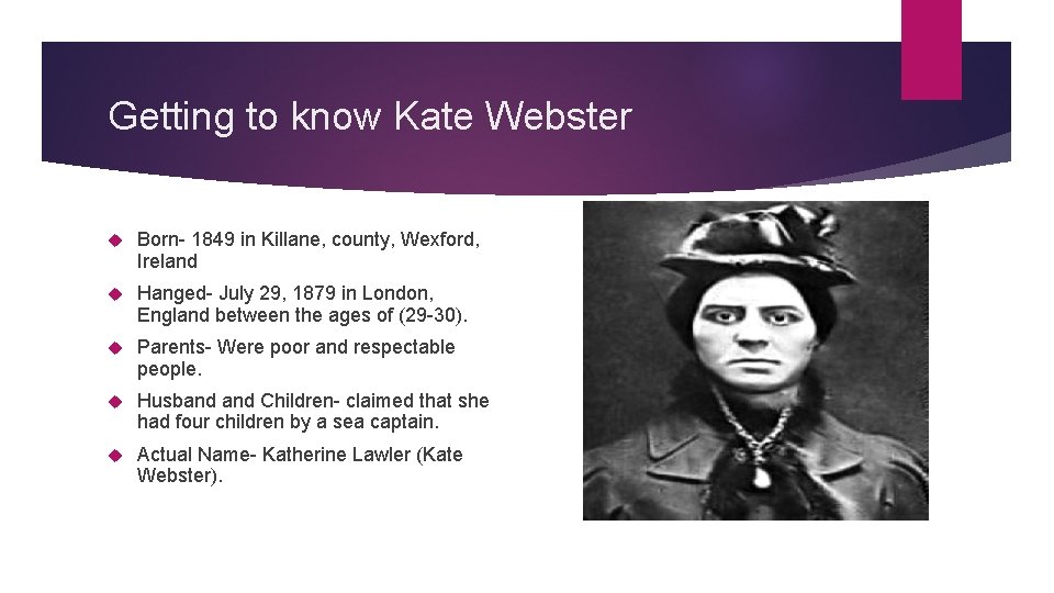 Kate Webster Irish Murderer AERIAH BULLARD MRS VANCE