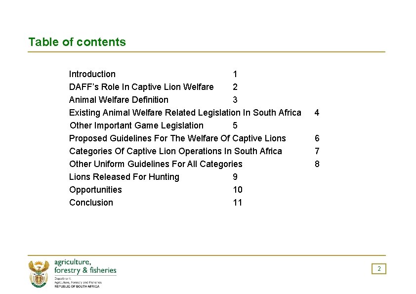 Department of Agriculture Forestry and Fisheries DAFF Regulatory