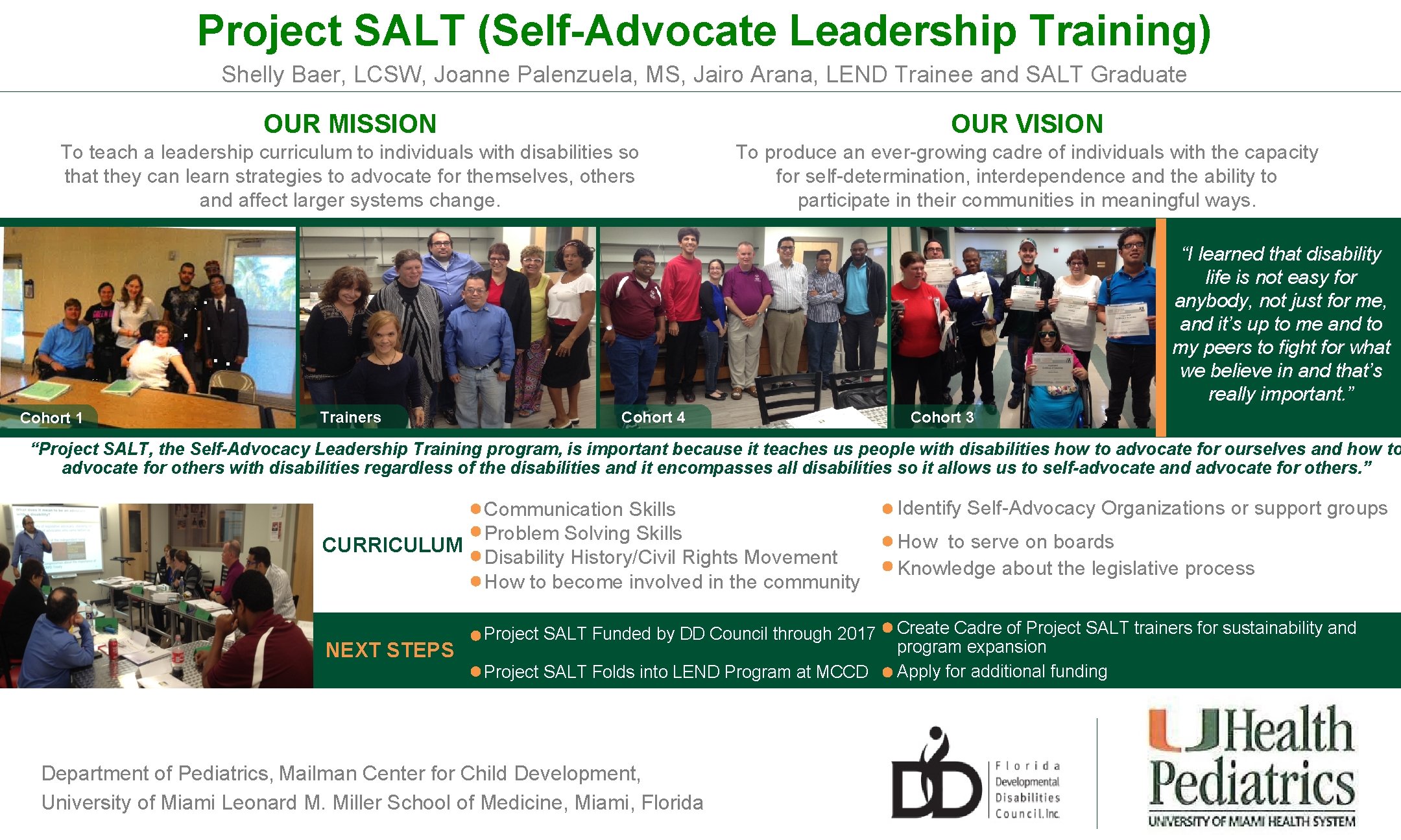 Project SALT SelfAdvocate Leadership Training Shelly Baer LCSW