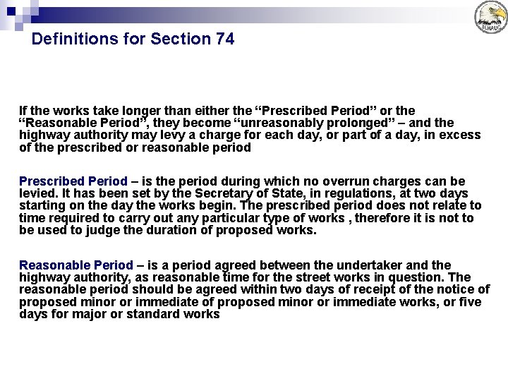 Proposed New Charges for Unreasonably Prolonged Occupation of