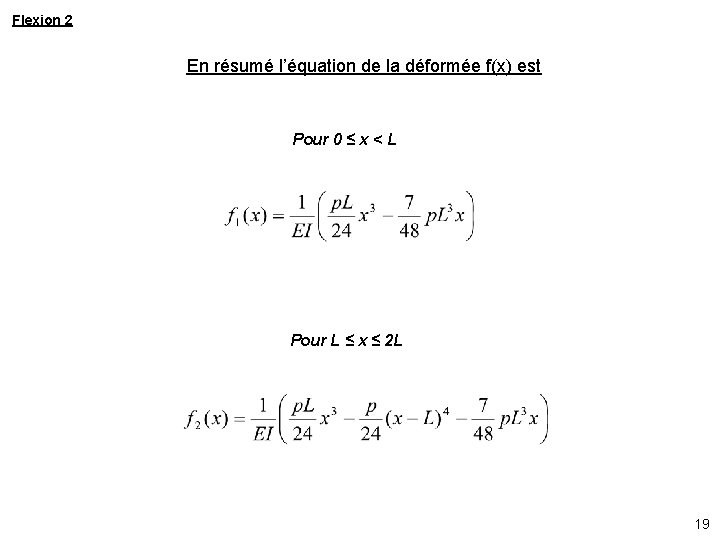 Flexion 1 Une poutre droite de longueur L