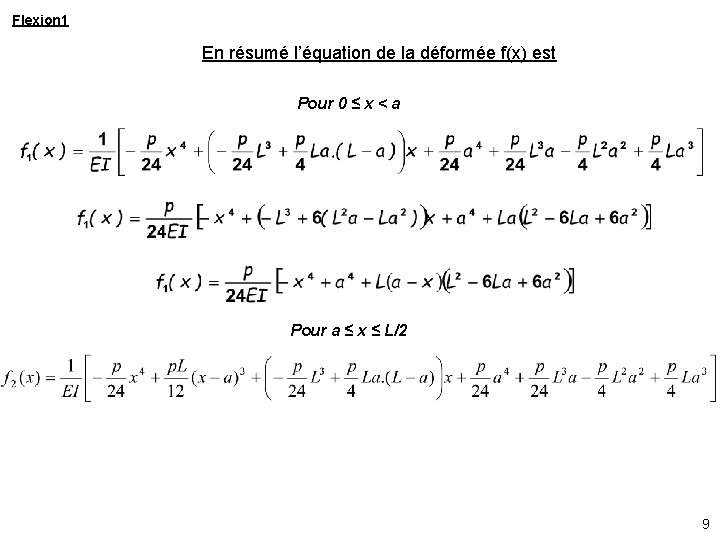 Flexion 1 Une poutre droite de longueur L