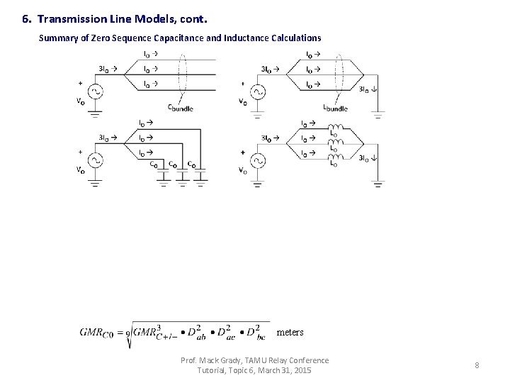 6 Transmission Line Models Wire over Earth capacitance