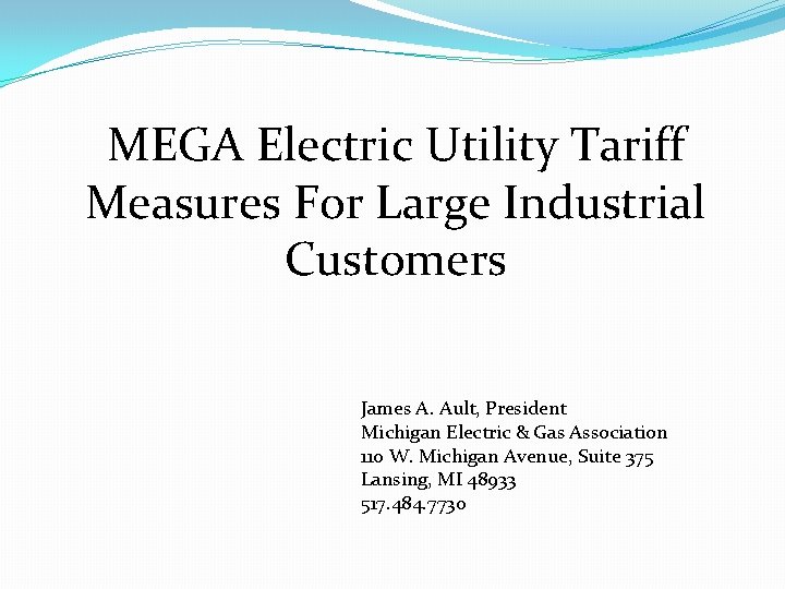 MEGA Electric Utility Tariff Measures For Large Industrial