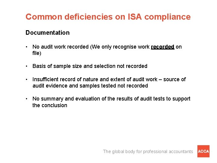 COMMON DEFICIENCIES ON ISQC 1 AND ISA COMPLIANCE